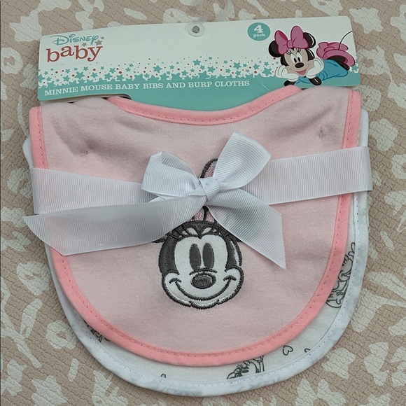 Disney | Accessories | Disney Minnie Mouse Pink And White Bib Set ...